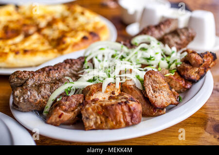 Traditional Georgian mtsvadi pork barbecue Stock Photo - Alamy