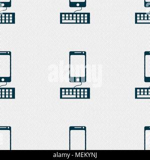 Computer keyboard and smatphone Icon. Seamless abstract background with geometric shapes. Vector ...