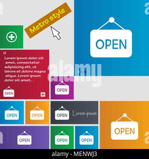 open icon sign. buttons. Modern interface website buttons with cursor ...