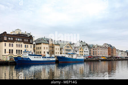 Haugesund, Norway - January 9, 2018: The city of Haugesund, with ...