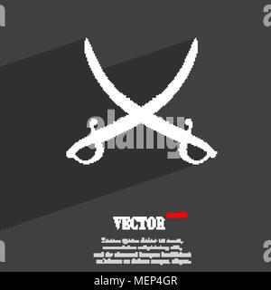 Saber symbol Flat modern web design with long shadow and space for your ...