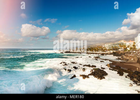 Playa San Telmo beach Puerto de la Cruz city Tenerife island the Canary ...