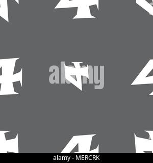 number four icon sign. Seamless pattern on a gray background. Vector ...