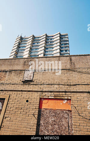 Arlington House tower block and a rundown back yard in Margate Kent ...
