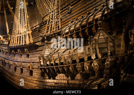 The Royal Swedish warship Vasa in its museum. It sank in 1628 and was ...