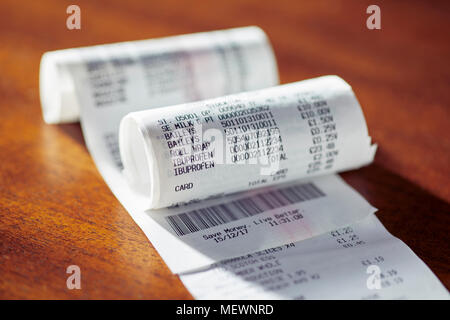 Close up of Till receipts Stock Photo - Alamy