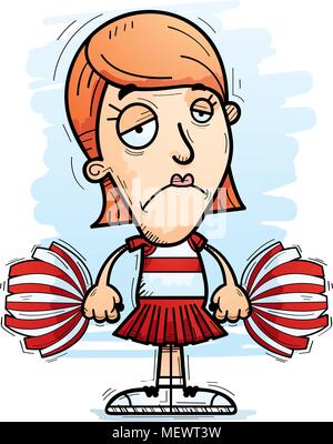 A cartoon illustration of a woman cheerleader looking angry and ...