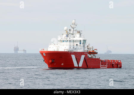 Rig guard boat protecting oil rigs in the north sea Vos vessel Stock ...
