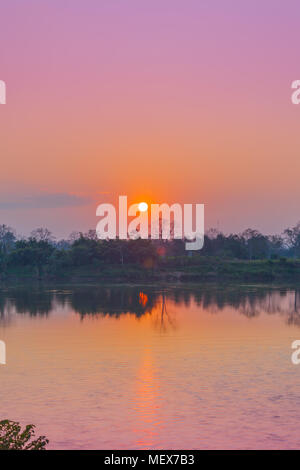 beautiful sunset above Kong river in Laos Stock Photo - Alamy