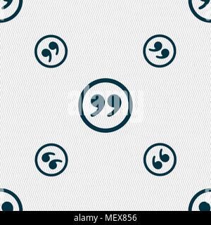 Double quotes icon sign. Seamless pattern with geometric texture ...