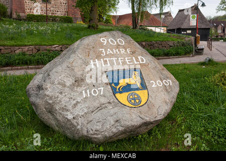HITTFELD, GERMANY - MAY 11, 2013: Street with beautiful two-story ...