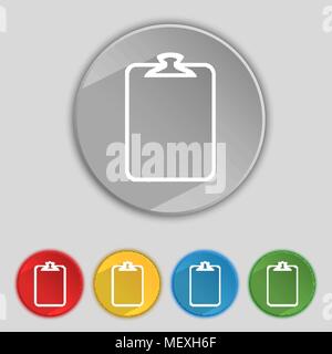 File annex icon. Paper clip symbol. Attach sign. Set of coloured ...
