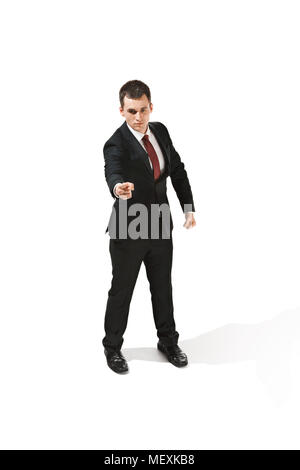 Above portrait of a businessman with very serious face. Confident ...
