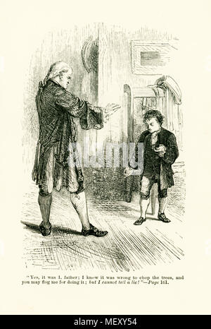 Young George Washington and Cherry Tree, 1738 Stock Photo: 135097249 ...