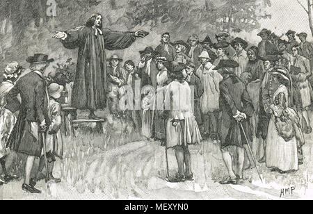 George Whitefield preaching. English Anglican priest and a founder of ...