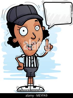 A cartoon illustration of a black woman referee jumping Stock Vector ...