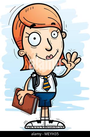 A cartoon illustration of a woman student waving Stock Vector Image ...
