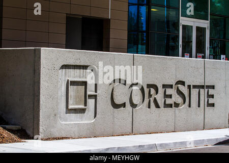 Coresite sign and logo at a location in Silicon Valley. CoreSite Realty ...