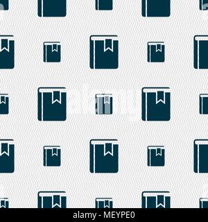 Book bookmark icon sign. Seamless pattern with geometric texture ...
