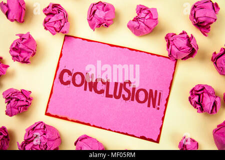 Writing note showing Conclusion Motivational Call. Business photo ...