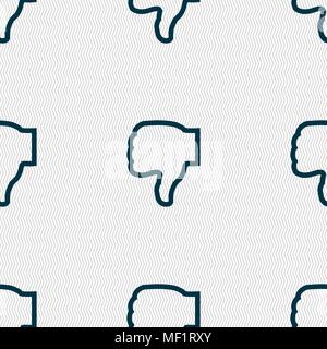 Dislike icon sign. Seamless pattern with geometric texture. Vector ...