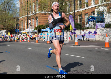 Derek Rae running in the Virgin Money London Marathon 2017, The Stock ...