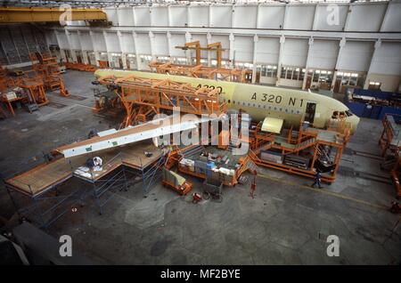 View of the final assembly hall of Airbus 'Aerospatiale partner in ...