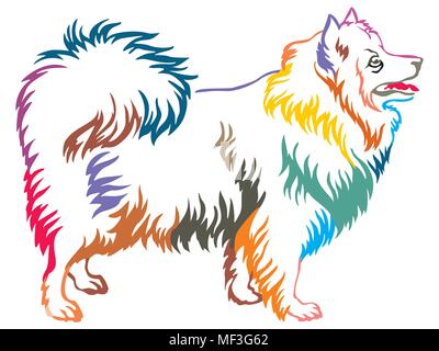 Decorative outline portrait of Dog Japanese Spitz, vector illustration ...