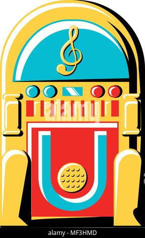 retro rockola icon over white background, colorful design. vector ...