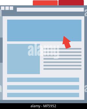 Internet browser window with open social network web page in flat line style. Vector outline ...