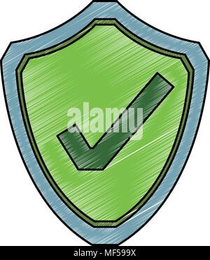Shield with checkmark scribble Stock Vector Image & Art - Alamy