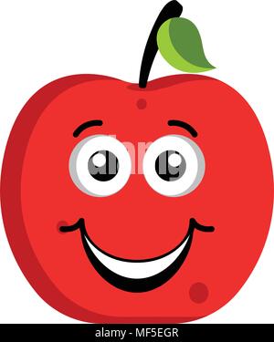 Happy apple emoticon Stock Vector Image & Art - Alamy
