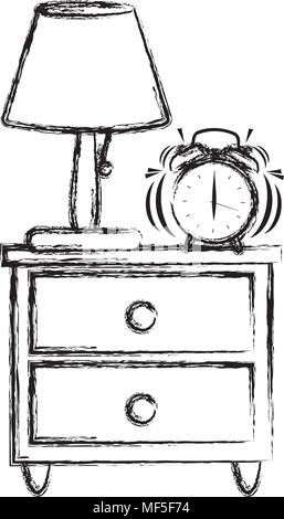 wooden bedside table clock alarm ring Stock Vector Image & Art - Alamy