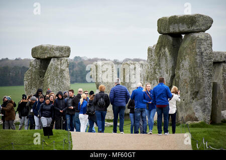 Visit to Stonehenge / Stone Henge with tourists / tourist visitors ...