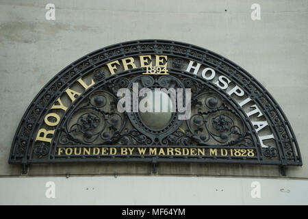 Original plaque at the NHS Royal Free Hospital in Hampstead,London ...