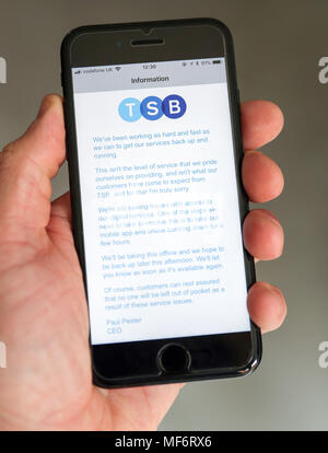 Mobile phone and TSB bank app with error message Stock Photo - Alamy