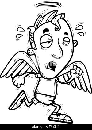 A cartoon illustration of an angel running and looking exhausted Stock ...