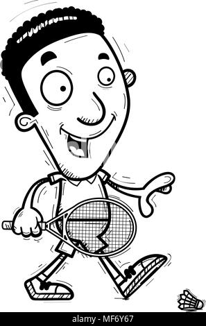 A cartoon illustration of a black man badminton player talking Stock ...