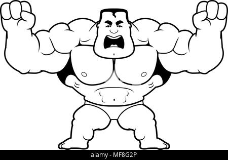 A cartoon illustration of a bodybuilder looking angry Stock Vector ...