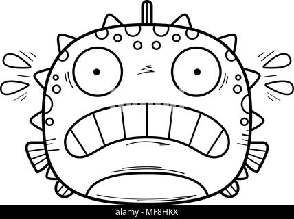 A cartoon illustration of a pufferfish looking scared Stock Vector ...