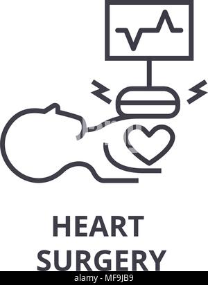 vector human heart and heartbeat thin line as medical symbol of Stock ...