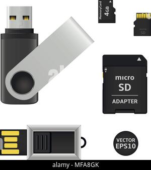 Black SD Cards, illustration, vector on a white background Stock Vector ...