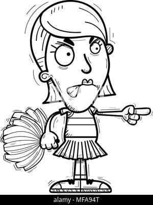 A cartoon illustration of a woman cheerleader looking angry and ...