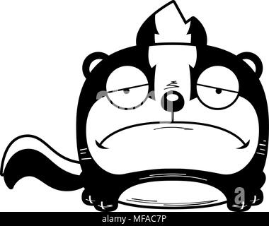 A cartoon illustration of a skunk with a sad expression Stock Vector ...