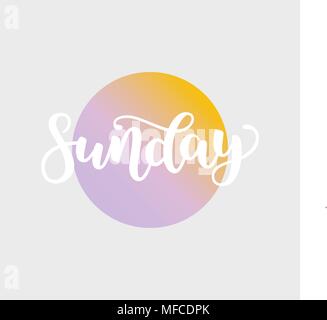 Sunday. Handwriting font by calligraphy. Vector illustration isolated ...