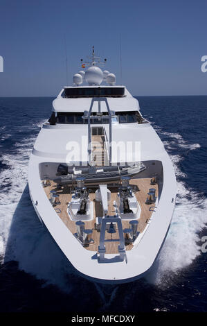 Aerial view of Luxury Megayacht Stargate Sailing on Open Ocean with ...