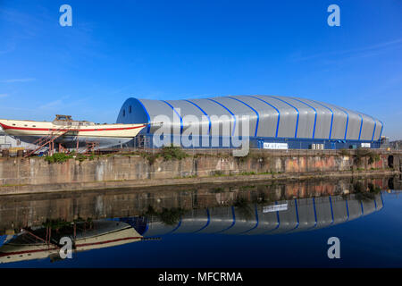A view across the Lock into Queen Alexandra Dock Cardiff Bay, to the ...