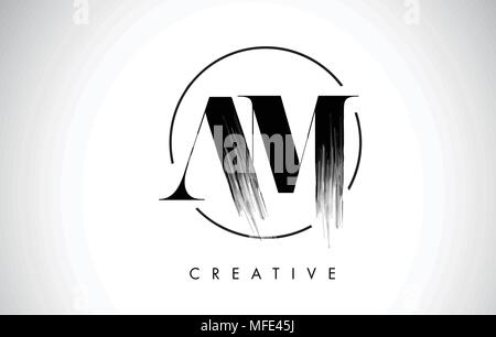 AM Brush Stroke Letter Logo Design. Blue Paint Logo Leters Icon with ...