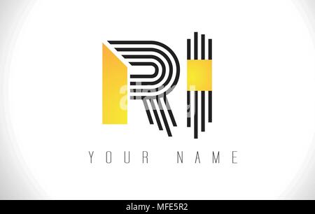 RI Letter Logo With Black Lines Design. Line Letter Symbol Vector ...