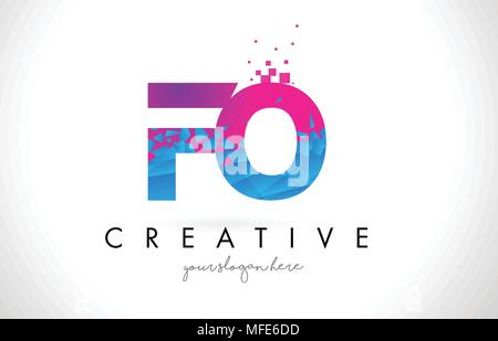Creative blue letter FO f o logo with leading lines and road concept ...